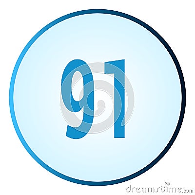 Number 91 Symbol Or Logo With Round Frame In Blue Gradient Color ...