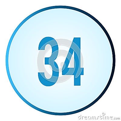 Number 34 Symbol Or Logo With Round Frame In Blue Gradient Color Vector ...