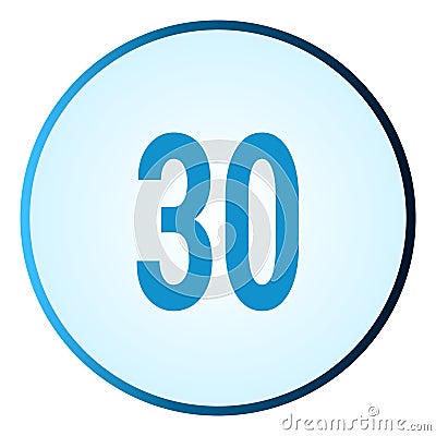 Number 30 Symbol Or Logo With Round Frame In Blue Gradient Color Vector ...