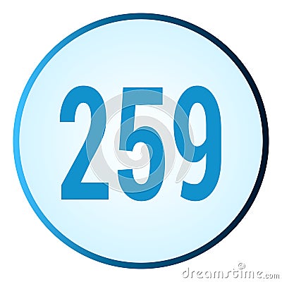 Number 259 Symbol Or Logo With Round Frame In Blue Gradient Color ...