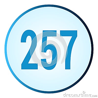 Number 257 Symbol Or Logo With Round Frame In Blue Gradient Color ...