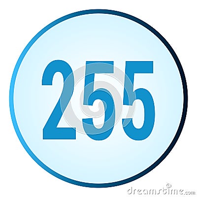 Number 255 Symbol Or Logo With Round Frame In Blue Gradient Color ...