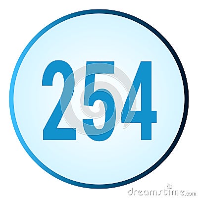 Number 254 Symbol Or Logo With Round Frame In Blue Gradient Color ...