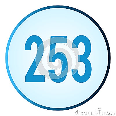 Number 253 Symbol Or Logo With Round Frame In Blue Gradient Color ...