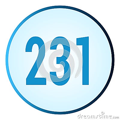 Number 231 Symbol Or Logo With Round Frame In Blue Gradient Color ...