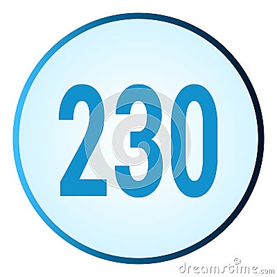 Number 230 Symbol Or Logo With Round Frame In Blue Gradient Color ...