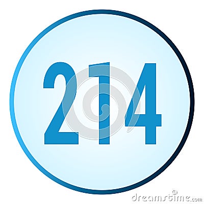 Number 214 Symbol Or Logo With Round Frame In Blue Gradient Color ...