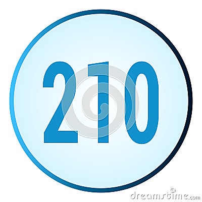 Number 210 Symbol Or Logo With Round Frame In Blue Gradient Color ...