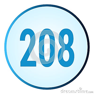 Number 208 Symbol Or Logo With Round Frame In Blue Gradient Color ...
