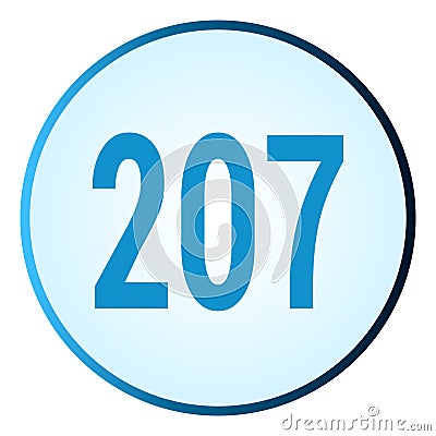 Number 207 Symbol Or Logo With Round Frame In Blue Gradient Color ...