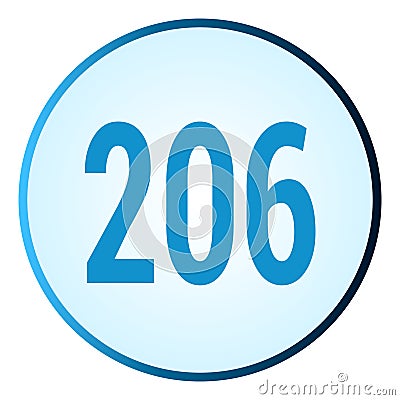 Number 206 Symbol Or Logo With Round Frame In Blue Gradient Color ...