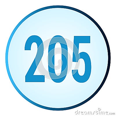 Number 205 Symbol Or Logo With Round Frame In Blue Gradient Color ...