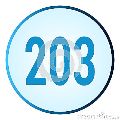 Number 203 Symbol Or Logo With Round Frame In Blue Gradient Color ...