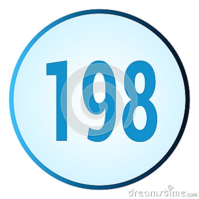 Number 198 Symbol Or Logo With Round Frame In Blue Gradient Color ...
