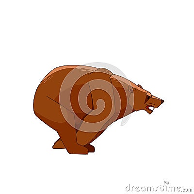 Angry Bear Running And Attacking. Cartoon, Flat Style Vector ...