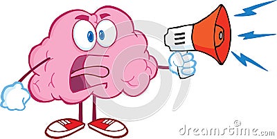 Angry Brain Character Screaming Into Megaphone Stock Image ...