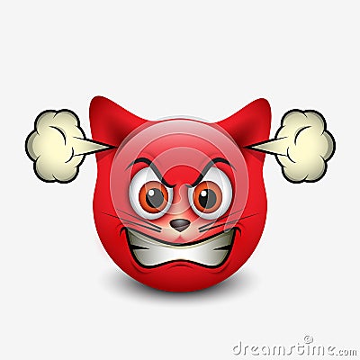 Angry Cat Emoticon, Emoji, Smiley - Vector Illustration | CartoonDealer ...