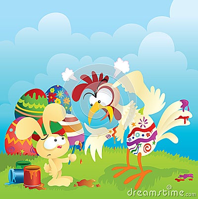 Angry Chicken And Easter Bunny Royalty Free Stock Photography - Image ...