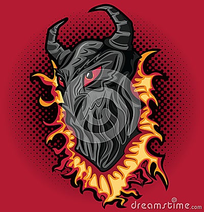 Angry Devil Demon Scary Horror Face In Flames Illustration Stock ...