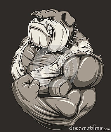 Angry Dog Bodybuilder Cartoon Vector | CartoonDealer.com #64958027