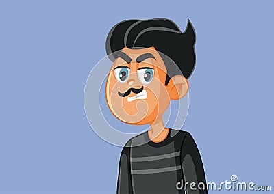 Unhappy Grumpy Mustache Man Vector Cartoon | CartoonDealer.com #234033464