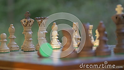 Slow Motion Angry Hitting the Chessboard. Chess Pieces are Flying in ...