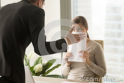 Angry Irritated Boss Reprimanding Employee, Verbal Warning About ...