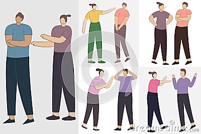 People Brawling And Shouting At Each Other Flat Cartoon Vector ...