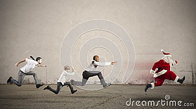 Angry People Chasing Santa Claus Stock Photo - Image: 45889366