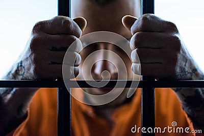 Angry Prisoner Holding Prison Bars And Looking Royalty-Free Stock Image ...