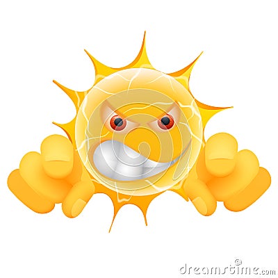 Evil Summer Sun Emoticon. Angry Sun Emoji Is Pointing At You. Royalty ...