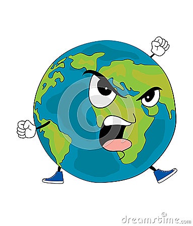 Angry World Globe Cartoon Royalty-Free Illustration | CartoonDealer.com ...