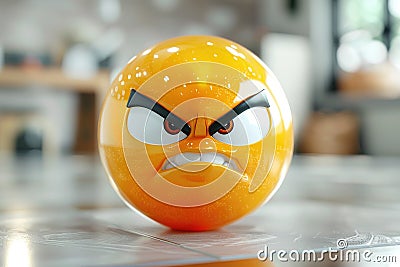 Angry Yellow Sphere With Exaggerated Facial Expression Royalty-Free ...