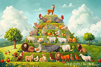 Animal Pyramid Illustration, A Visual Representation Of The Food Chain ...