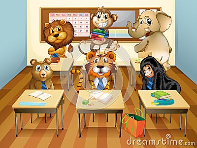 Animals In Classroom Stock Vector - Image: 44515368