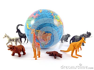 Animals Globe Planet Earth Royalty Free Stock Image - Image: 5551016