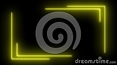 YELLOW Neon Light Rays Swirling in the Frame on Black Background Stock ...