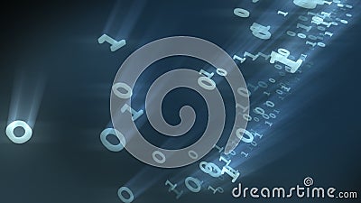Animated Binary Bits and Bytes Computer Numbers Particles. 3D Rendering ...