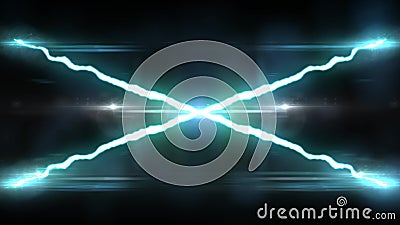 Animated Blue Lightning Bolt Strike on Black Background Seamless Loop ...