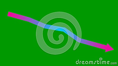 Animated Blue-pink Arrow. Recession Chart of Economy. Economic Crisis ...