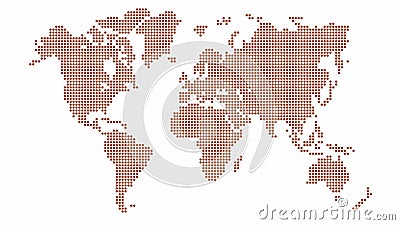 Animated Brown World Map from Point Pattern Isolated on a White ...