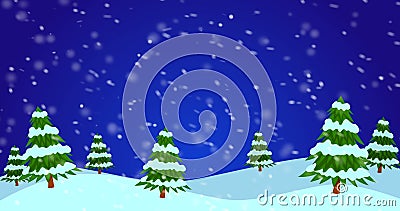 Animated Cartoon Background with Christmas Trees in Snowy Winter Stock ...
