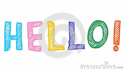 Animated Colored Word in Sketch Style. Doodles with Text Hello Stock ...