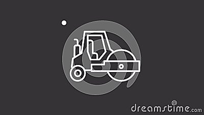 Animated Compactor White Line Icon Stock Footage - Video of pavement ...