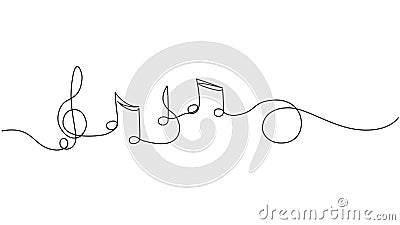 Animated Continuous Single Line Drawing of Music Notes and Treble Clef ...