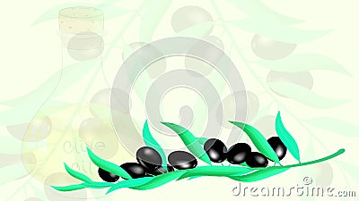 Animated Olive Branch with Bottle of Olive Oil. Blank Background Stock ...