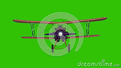 Animated Propeller Biplane Airplane. Side View. Realistic Physics ...