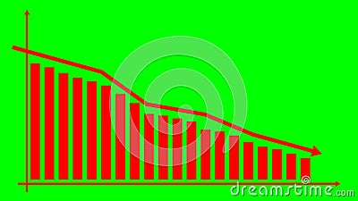 Animated Red Chart of Financial Decline with a Trend Line Chart ...