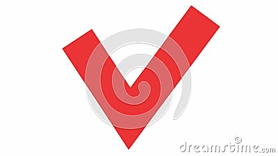 Animated Red Check Mark Appears Isolated on White Background. Stock ...