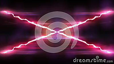 Animated Red Lightning Bolt Strike Flight on Black Background Seamless ...
